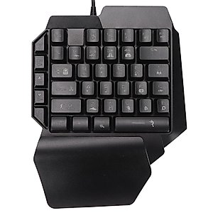 GOWENIC One Handed Gaming Keyboard, 39 Keys Luminous Professional Gaming Keyboard USB Wired Single Hand Mechanical Keyboard with Wrist Rest for PC Gaming