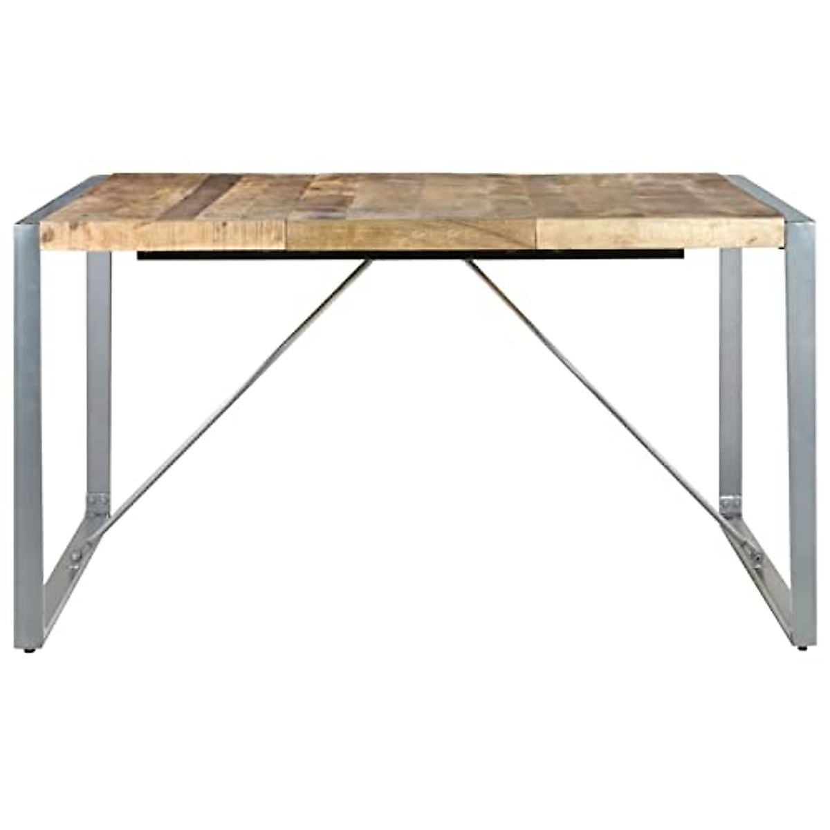 Tidyard Dining Table Rough Mango Wood Tabletop Dinner Table Powder-Coated Steel Legs Gray for Kitchen, Bistro, Restaurant, Home Furniture 55.1 x 55.1 x 29.5 in