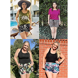 IN'VOLAND Women's Plus Size Swim Shorts Quick Dry Beach Boardshorts Floral Print Swimwear Bottom Trunks with Pockets 2024