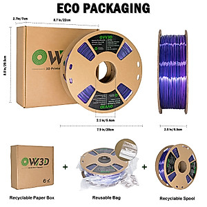 PLA Filament 1.75mm, 3D Printer Filament Silk Black Purple Color Changing, Silk PLA Filament, 3D Printing Filament 1.75 +/-0.02mm, 1kg