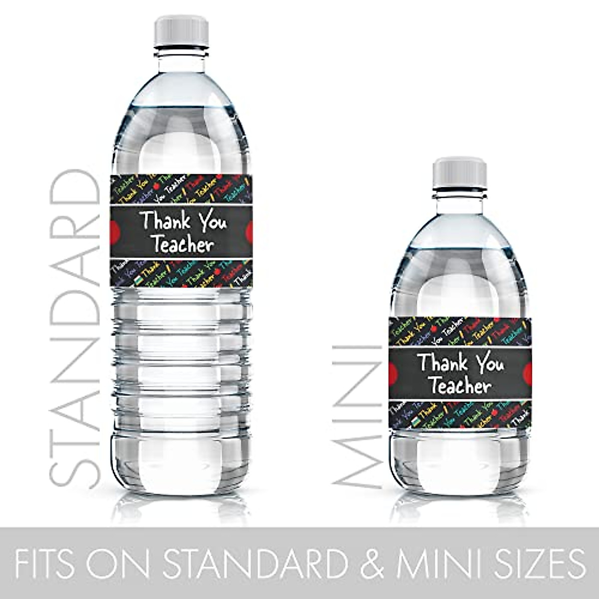 Thank You Teacher Water Bottle Labels - Teacher Appreciation - 24 Stickers