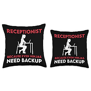 Receptionist Design Front Desk Office Funny Receptionist Saying Reception Lobby Throw Pillow, 16x16, Multicolor