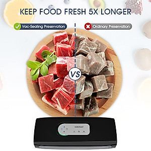 Pro 6 In 1 Food Vacuum Sealer Machine-Versatile Food Sealer with Bags and Rolls-Wet Food Mode,85Kpa Great Suction,Consecutive Sealing,Sous Vide Applied