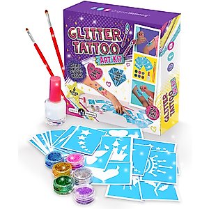 Original Stationery Glitter Tattoo Studio, Sparkly And Colorful Temporary Tattoos For Kids, Fabulous Toys for Girls and Great Birthday Gift Idea