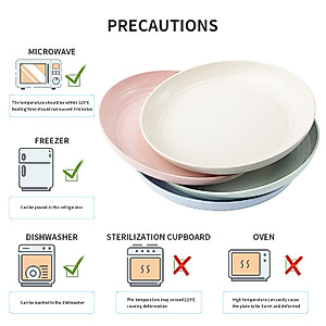 OAMCEG 8 Pack Plastic Plates Reusable 10 Inches Unbreakable Eco-Friendly Lightweight Wheat Straw Plates, Salad Plates, Camping Plates, Dinner Plates, College Dorm Room Essentials, BPA FREE