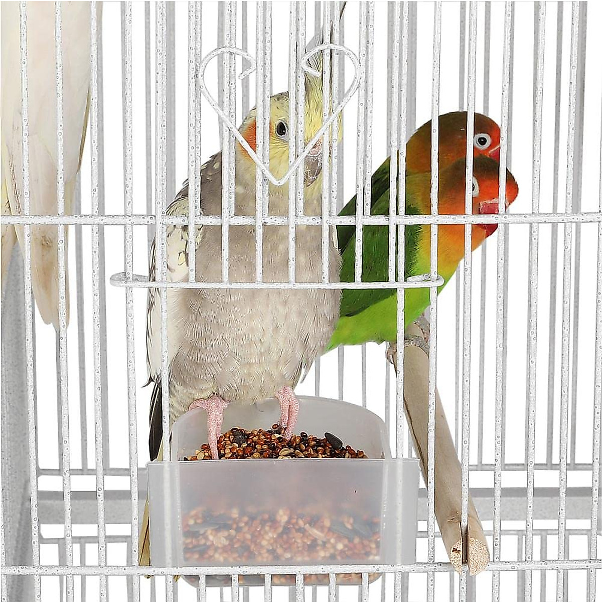 Topeakmart Birds Cage with Extra Large Space for Small Birds Like Lovebirds Parakeets Cockatiels ect, Mobile Bird Cage for Conures, Large Rolling Metal Cage with Detachable Stand, White