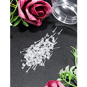 Ocptiy Clear Plastic Earring Stud Retainer Set Acrylic Silicone Invisible Earrings Post 20G Bioflex Flat Ear Tragus Cartilage Helix Earring Pin Ring Spacers Piercing Jewelry Men Women Work Sport