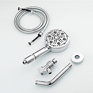 Yalsfowe High Pressure Handheld Shower Head, 9-Setting Showerhead with Filter, Detachable Showerhead Set with Hose, Bracket, Massage Shower Head, Hand Shower Set,Chrome