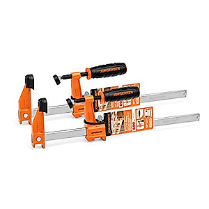 JORGENSEN 2-pack Steel Bar Clamps Set, 12-inch Medium Duty, 600 Lbs Load Limit, for Woodworking