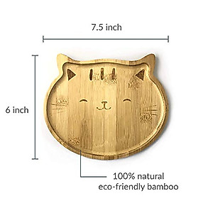 JB Home Collection 4572, Natural Bamboo Cat Serving Tray for Snacks Appetizer Fruit Vegetable | Food Platter | Picnic Kitchen Party | Eco-Friendly Plates