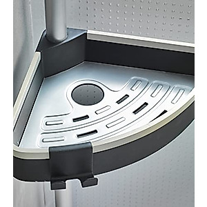 WENKO Tension Corner Shower Caddy 3 Pole and Baskets für Shampoo, Conditioner, Soap with Hooks for Razors, Towels, Blue