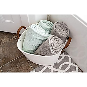 Sweetzer & Orange Large Woven Cotton Rope Storage Basket (Vegan Handles) - Blanket Storage Baskets, Laundry Basket, Toy Storage, Nursery Hamper - Decorative Off White Basket for Living Room