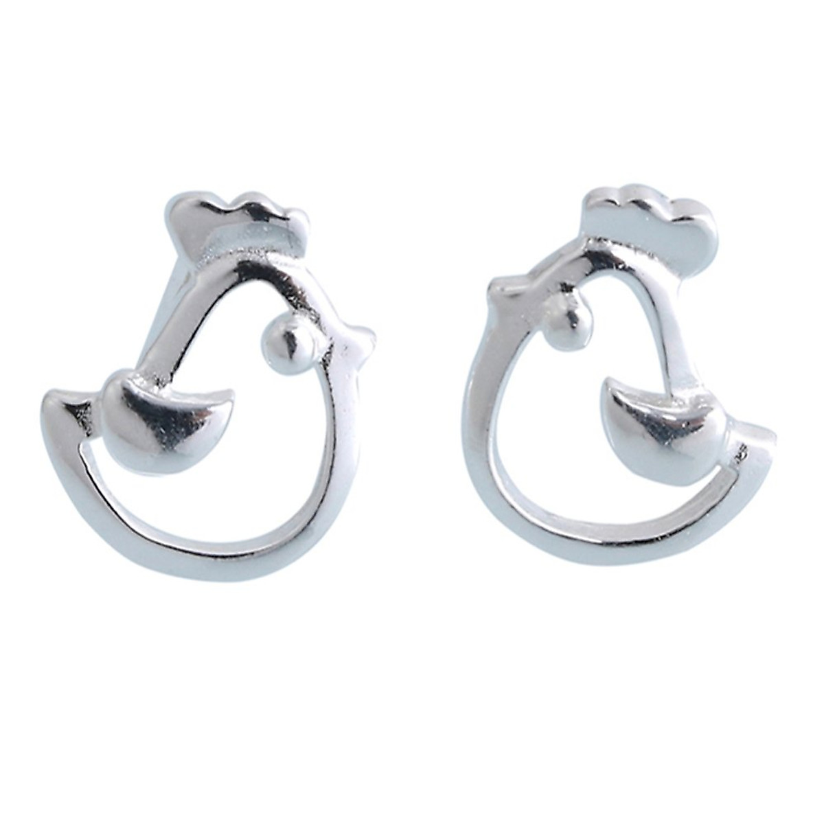 Helen de Lete Lovely Rooster Chicken Sterling Silver Stud Earrings