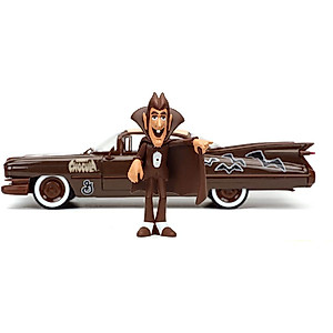 Jada 1959 Cadillac Coupe DeVille Brown and White with Graphics and Count Chocula Diecast Figurine Hollywood Rides Series 1/24 Diecast Model Car