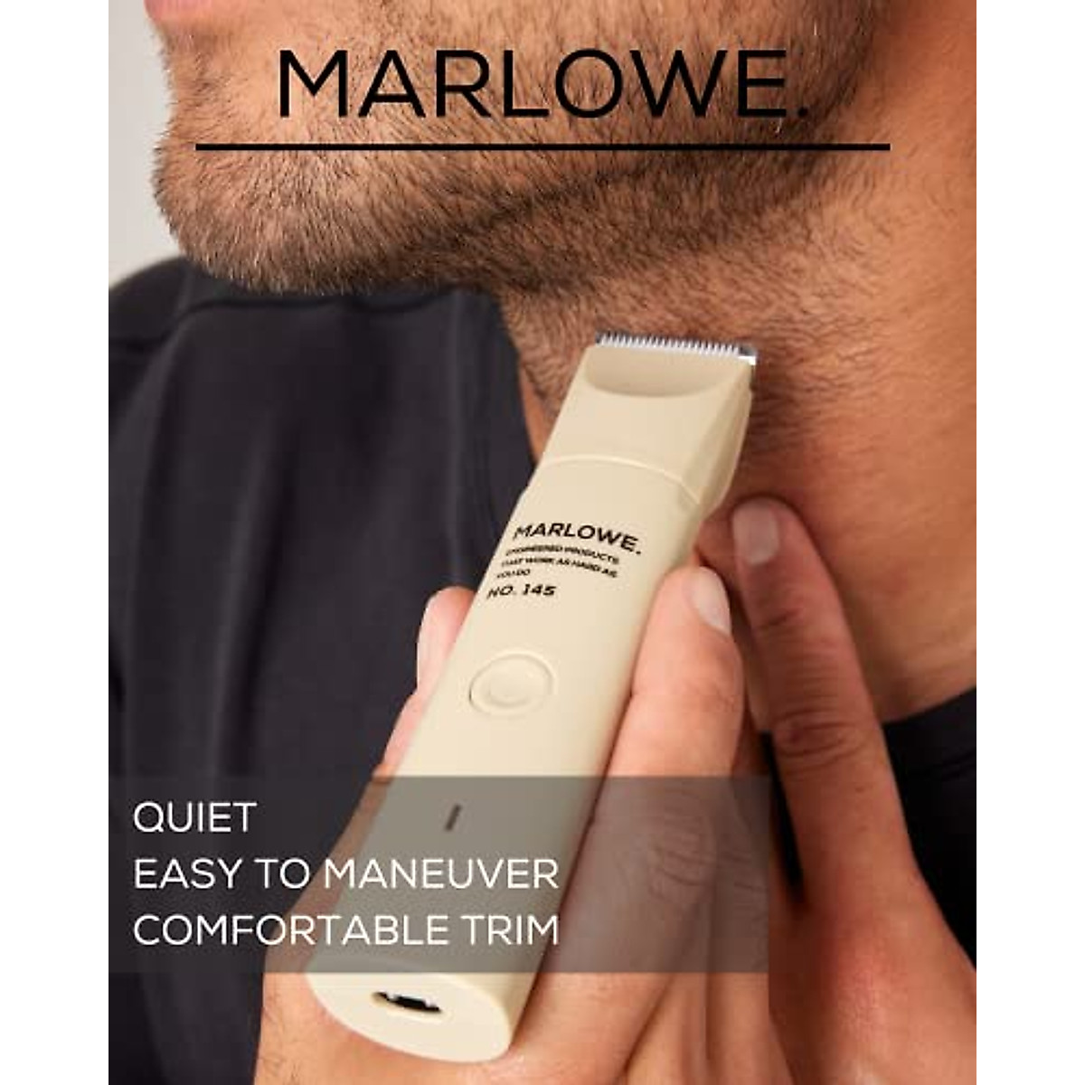Marlowe. No. 145 Body Hair Trimmer for Men, Desert Sand, Lightweight Waterproof Personal Groomer, Ceramic Blades, Adjustable Comb Lengths & Rechargeable Battery for Head to Toe Male Grooming