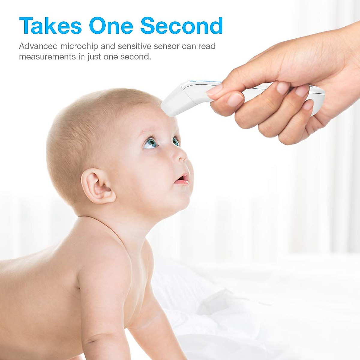CandyCare Touchless Smart Infrared Thermometer with LCD Digital Screen (3-in-1 Measurement) for Adult and Kid, Temperature Gun Reading Detection on Forehead and Ear (Battery NOT Included)