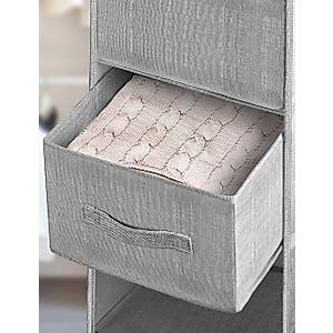 8-Shelf Hanging Closet Organizer with 2 Drawers, 3-Shelf and 5-Shelf Separable Closet Hanging Organizer,Fabric Cloth Hanging Shelf with 2 Sturdy Hooks for Home Clothes Toy Storage, Gray