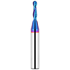 EANOSIC Carbide Ball Nose CNC Bit 1/4 Inch Shank, 1/8" Cutting Diameter End Mill Bits Spiral Router Bits Wood Milling Tool with Nano Blue Coating for Carving Engraving