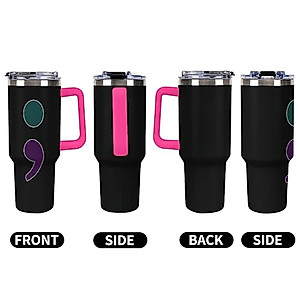 Semicolon Suicide Prevention 40 Oz Tumbler Insulated Stainless Steel Water Bottle Travel Mug Car Cup with Handle And Straw