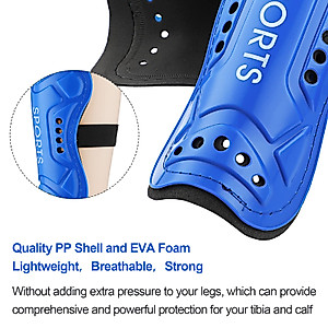 12 Pairs Youth Soccer Shin Guards Lightweight Breathable Child Calf Protective Gear Soccer Equipment Kids Shin Guards for 4-12 Soccer Boys and Girls Children Teenagers（L，8-12 years old）
