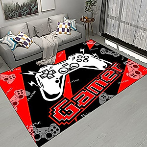 Video Game Controller Gamepad Carpets 3D Printed Pattern Game Area Rugs Non-Slip Carpets Doormats Home Decor for Living Bedroom Game Room(60x39inch)