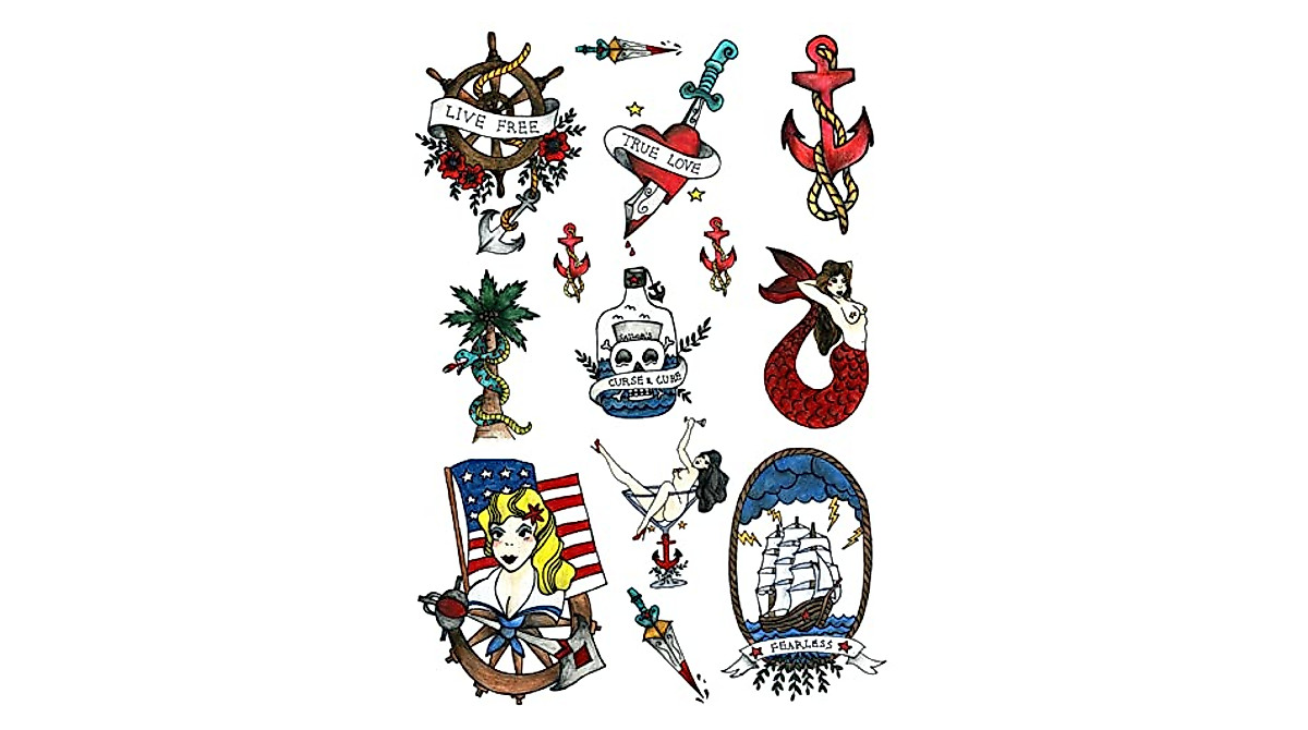Tatsy Temporary Tattoo Set - 47 Unique Designs