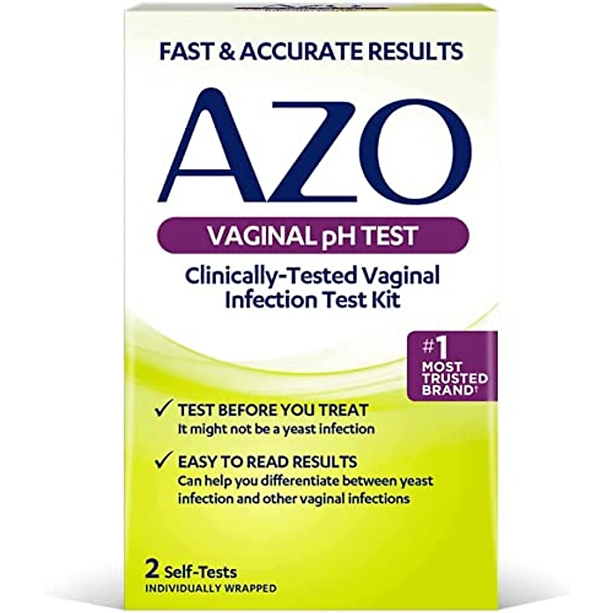 AZO Vaginal pH Test Kit, Clinically-Tested Vaginal Infection Test Kit, Fast & Accurate Results, from The #1 Most Trusted Brand, 2 Self-Tests