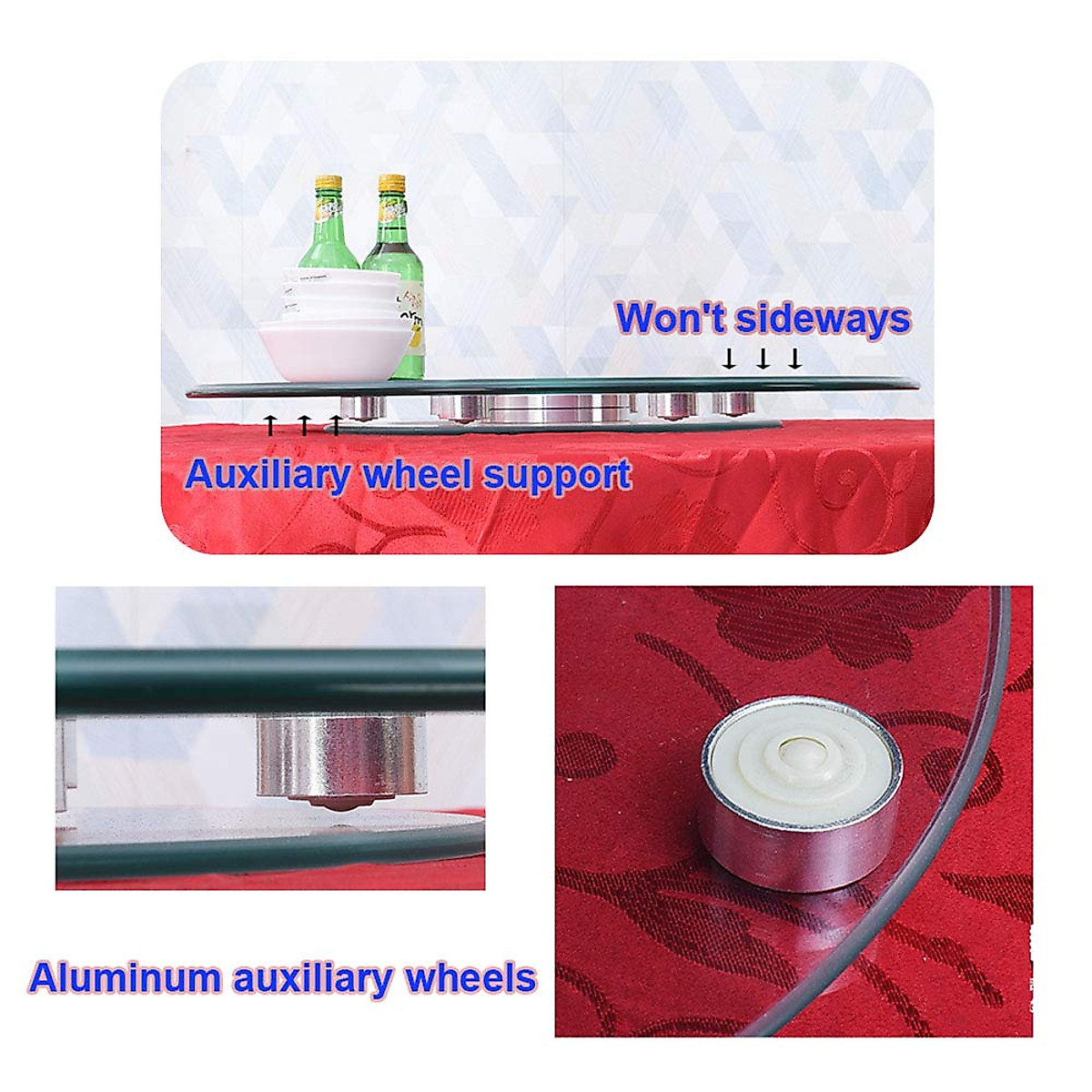 20 Inch（50 cm） Glass Lazy Susan, Round Kitchen Turntable with Steel Bearings, Heavy Duty Rotating Tray for Dining Table Serving Plate