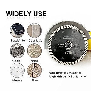 SHDIATOOL Super Thin Diamond Turbo Blade 5PCS 4 1/2 Inch Cutting Porcelain Ceramic Tile Granite Dia 115mm