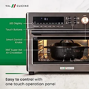 VAL CUCINE 26.3 QT/25 L Extra-Large Smart Air Fryer Toaster Oven, 10-in-1 Convection Countertop Oven Combination (Black Matte Stainless Steel)