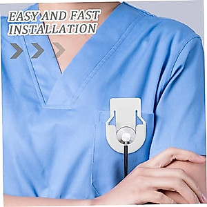 FELTECHELECTR Stethoscope Hanging Buckle Stethoscope Hook Buckle Stethoscope Holder for Doctor Stethoscope Buckle Stethoscope Holders Stethoscope Parts Reusable Stethoscope Holder White