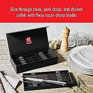 ZWILLING Porterhouse Razor-Sharp Steak Knife Set of 8 with Black Presentation Case, Gift Set, Silver