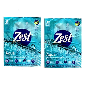 Zest Aqua Pure Cleansing Bar Soap 20% More Moisture 8 Count Pack of 2