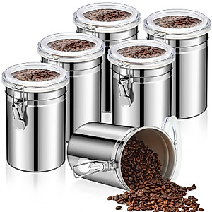 Lallisa 6 Pcs Stainless Steel Canisters 62 oz Stainless Steel Containers with Lids Food Storage Container with Airtight Clamp Lid Coffee Containers for Tea Sugar Coffee Flour Kitchen Counters