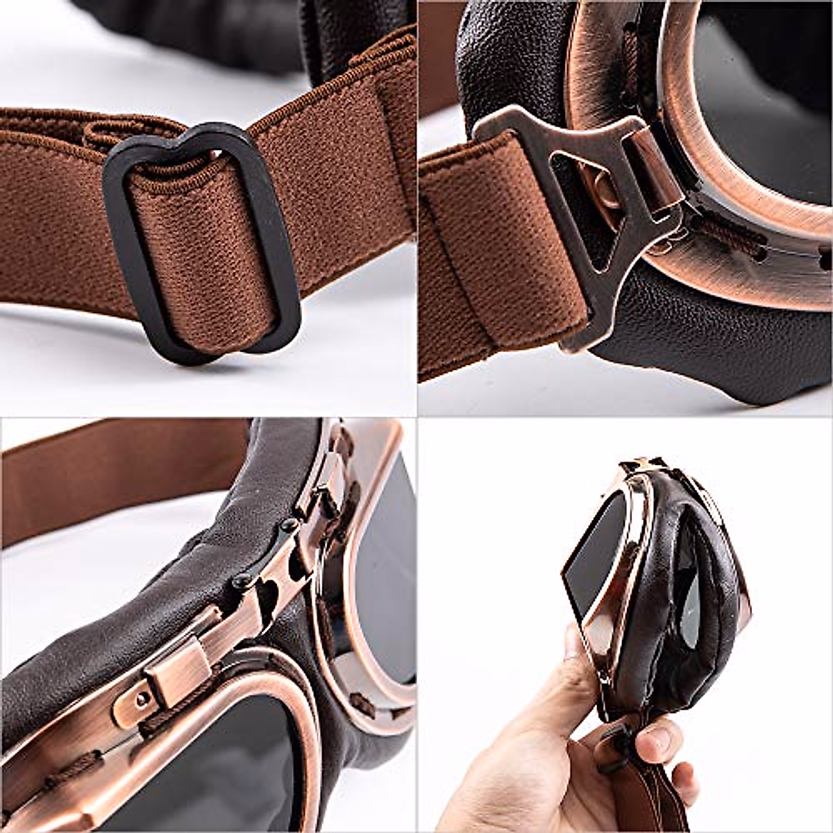 evomosa Motorcycle Goggles Vintage Pilot Style Cruiser Scooter Goggle Outdoor Sand Goggles Bike Racer Cruiser Touring Eyewear for Half Helmet