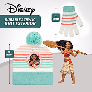 Disney Moana Girls Beanie Winter Hat and Mittens Cold Weather Set, Age 4-7 years