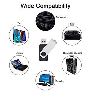 Flash Drive, Vellgo 10 Pack 2GB Classic Swivel USB Flash Drive for Data Storage and Sharing, USB Thumb Drive with Lanyard, USB2.0 Memory Stick (10pack 2GB Jump Drive, Black)