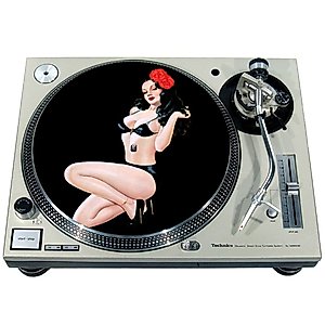 Slipmat Slip Mat Scratch Pad Felt for any 12" LP DJ Vinyl Turntable Record Player Custom Graphical - Pin-up Girl 5 - BK