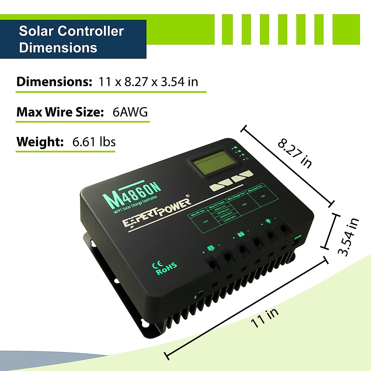 ExpertPower 630W 12V Solar Charging Kit: 210W*3 Mono Solar Panel + 60A Bluetooth MPPT Controller + Mounting Brackets + Connecting Cables for Off-Grid 12V DC Solar Power System