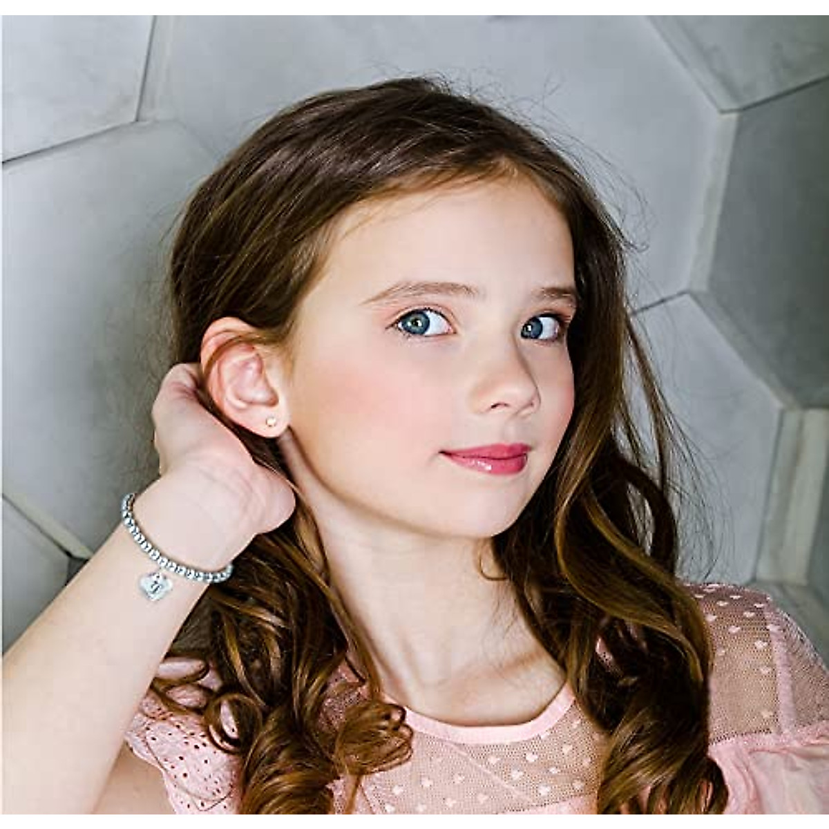 Monily Initial Bracelet for Girl Heart Tag Bead Bracelet Letter A Bracelets Birthday Gifts