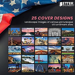 Better Office Products 50 Pack Travel Postcards, Famous US Landmarks and Historical Sites, High Gloss Photo Post Cards, 4 x 6 inch, 25 Amazing Photos of National Landmarks