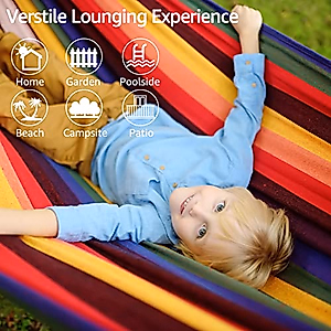 Anyoo Garden Cotton Hammock Comfortable Fabric Hammock with Tree Straps for Hanging Durable Hammock Up to 660lbs Portable Hammock with Travel Bag,Perfect for Camping Outdoor/Indoor Patio Backyard