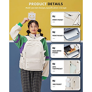 Lightweight Backpack for Women, Large Laptop Travel Backpack Casual Daypack College Bag Rucksack for Men. Beige