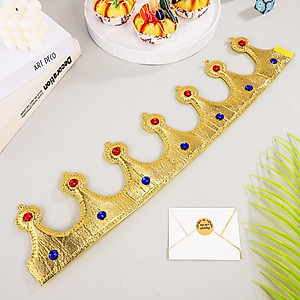 NUOBESTY Crown Hat, 4Pcs Golden Kids Party Crown Set, Fabric Birthday Crown Hat for Birthday Party & Baby Shower, Safe Material, Photo Prop, Party Hat, Princess Theme, Children's