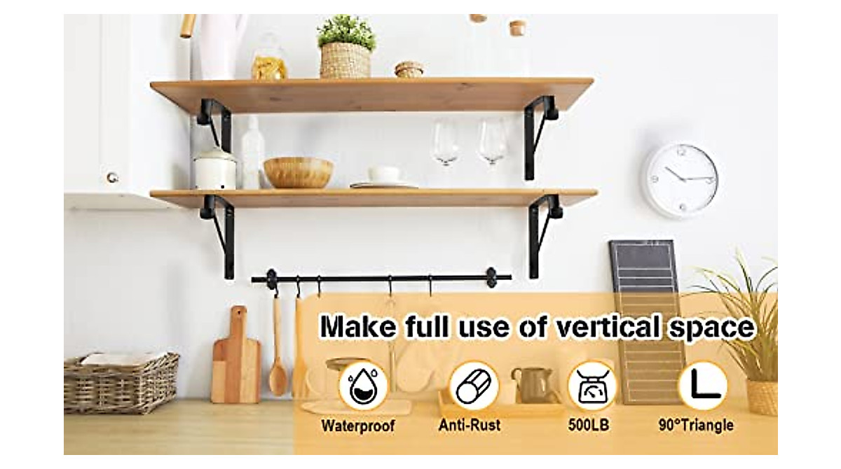 4Pack Closet Shelf Brackets, Heavy Duty Closet Rod & Shelf Brackets, 11 ...