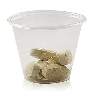 Small Plastic Disposable Medicine Cups: 1 Ounce Measuring/Mixing Cups with Graduated ML, Dram, CC, TBSP & FL OZ Measurement Markings for Pill, Epoxy, Resin & Liquid/Powder Medication - 300 Cup Set