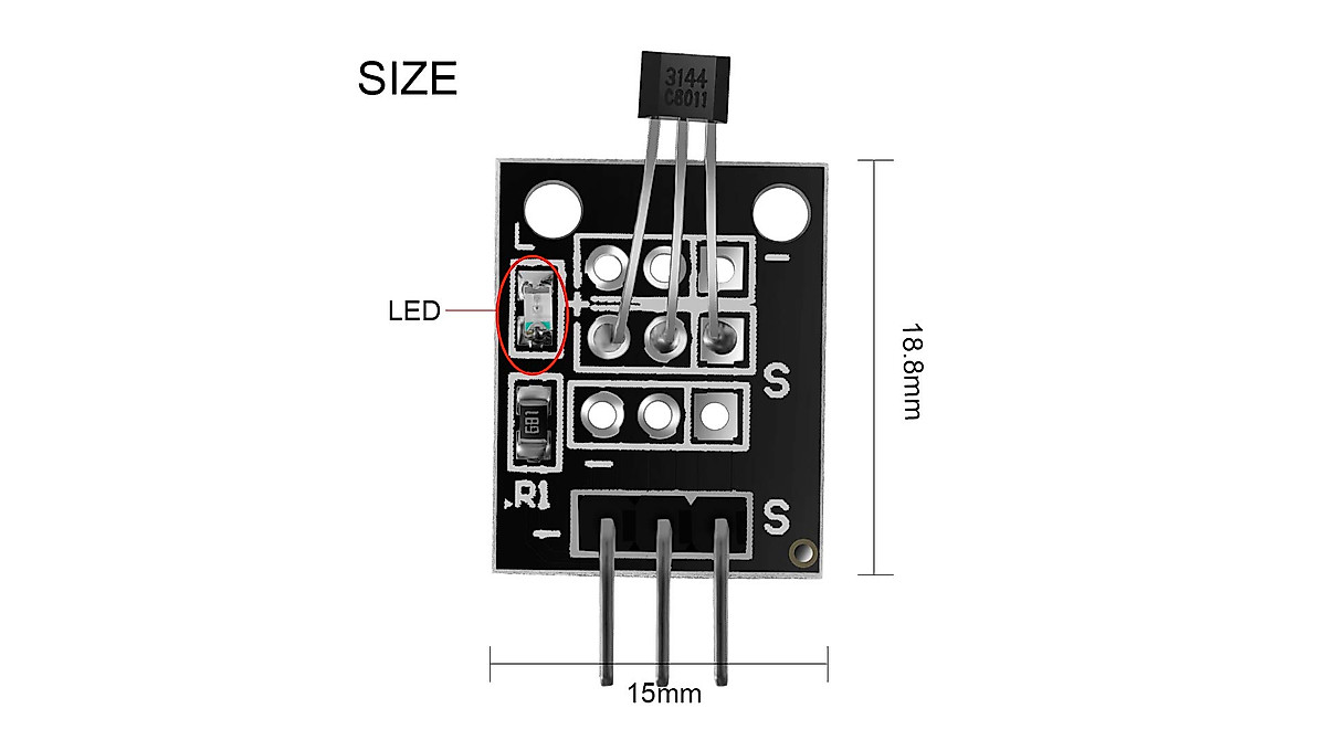 Hall Effect Magnetic Sensor Module, 3144E A3144 Hall Effect Sensor KY ...