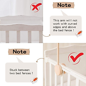 Baby Crib Mobile Arm - Wooden Baby Mobile Crib Holder for Mobile Hanging Baby Crib Attachment for Nursery Decor