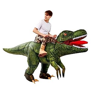 Spooktacular Creations T-Rex Inflatable Costume for Adults, Funny Air Blow Up Costumes, Digital Printing Ride-On Dinosaur Costumes for Halloween Costume Parties