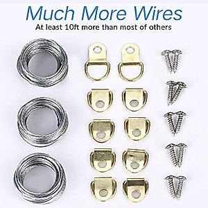 Picture Hangers, Picture Hanging Kit, 225pcs Heavy Duty Frame Hooks Hardware with Nails, Hanging Wire, Screw Eyes, D Ring and Sawtooth for Wall Mounting